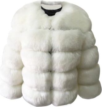 ZhuiKun Manteau en Fausse Fourrure pour Femme Pardessus Court en Fourrure Artificielle Solide Épais Chaud Parka Veste - Style 1, XXL