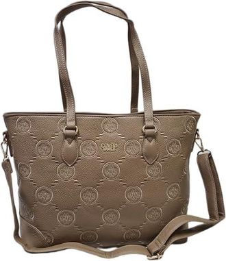 Coveri Collection Sac pour femme Shopping en cuir synthétique, 2 poignées et bandoulière réglable amovible, design avec broderies, dimensions 34 x 13 x 28 cm Art. 4401,