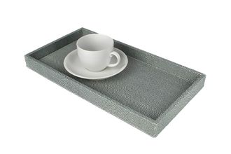 Signature Home Collection Kleines Tablett mit Rand, Kunstleder, blau, mittel