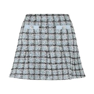 Self Portrait Femme, Jupes, Bleu, Taille: 40 FR Plaid Mini Skirt