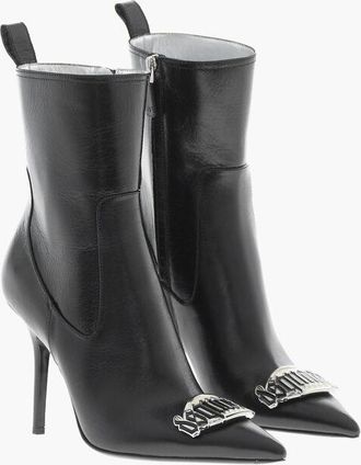 Dsquared2 Leather Ankle Boots GOTHIC DSQUARED with Metal Detail 11cm H size 36,5