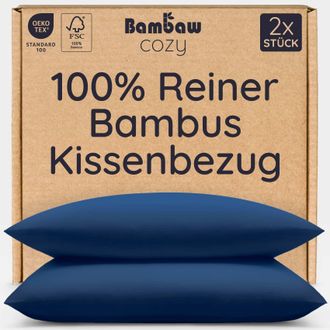 Bambaw Kopfkissenbezug Bambus 75x50 cm, 2-er Pack, nachhaltige Bambusfasern, Bettw&auml;sche Sommer k&uuml;hlend, weiche antiallergische Bettw&auml;sche, antibakterielle & 