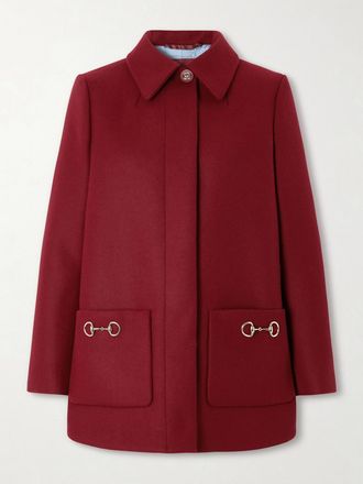 Gucci Jacke Aus Woll-twill Mit Horsebit-details - Burgunder