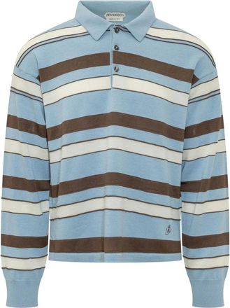 J.W.Anderson Homme, Pulls, Bleu, Taille: L Haut Polo Rugby Tricot&eacute; &agrave; Rayures