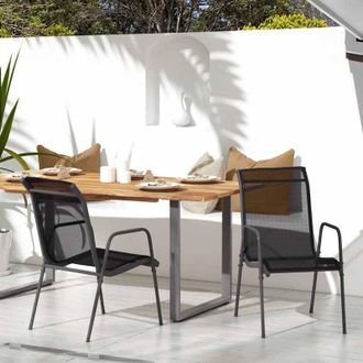 vidaXL Vidaxl - Gartenst&uuml;hle 2 Stk. Stahl und Textilene Schwarz
