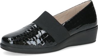 Caprice Caprice Comfort Damen Slipper aus Leder Mehrweite H, Schwarz (Black Croco), 42 EU