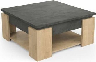 Demeyere Demeyere - Table basse carrée austin - Décor chene Hamilton et Sidewalk - l 80 x p 80 x h 37,2 cm