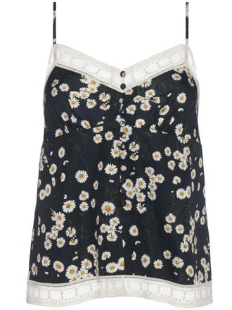 Eres Toi Pyjama-Oberteil mit Blumen-Print - Schwarz