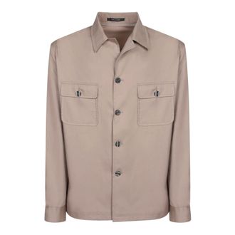 Tagliatore Homme, Vestes, Beige, Taille: 2XL Surchemise en coton avec rabat