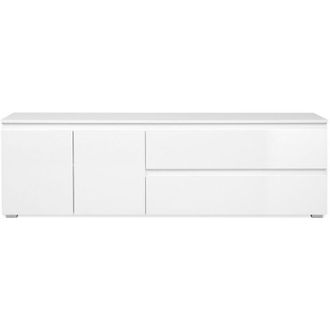 Calicosy Calicosy - Meuble tv 2 portes 2 tiroirs 180x40,1x55 cm blanc brillant - malio