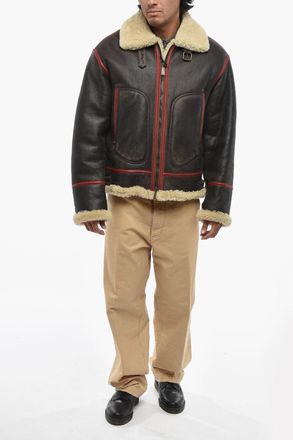 Dsquared2 Shearling-Jacke mit aufgedrucktem Logo Dsquared2