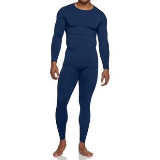 Generic Ensemble de sous-v&ecirc;tements thermiques pour homme - 2 pi&egrave;ces - Haut &agrave; manches longues et leggings - Sous-v&ecirc;tements thermiques dhiver, Dray Blue, 3XL