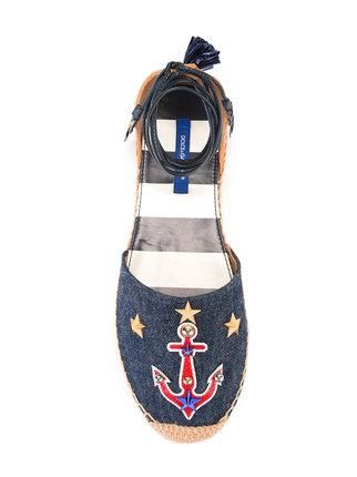 Dolce & Gabbana Anchor Embroidered fringed leather espadrilles Size 38