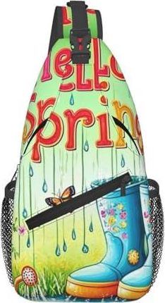 Generic Hello Spring Sac &agrave; dos &agrave; bandouli&egrave;re pour homme Motif fleurs et parapluie
