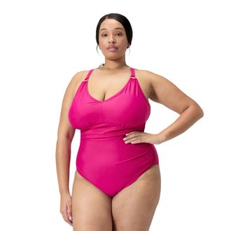 Speedo Shaping Badeanzug V-Ausschnitt für Damen (Pink)