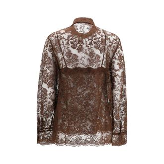 Ermanno Scervino Floral Lace Blouse - Brown