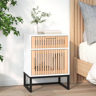 vidaXL Table de chevet blanc 40x30x55,5 cm bois ding&eacute;nierie et fer Vidaxl