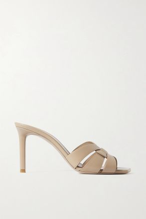Saint Laurent Mules En Cuir Tressé Tribute - Neutres