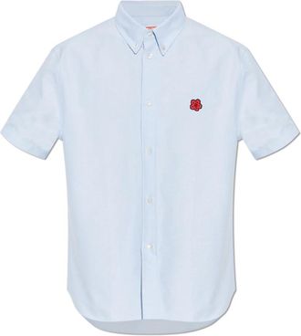Kenzo Homme, Chemises, Bleu, Taille: S Chemise Brod&eacute;e Fleur Boke