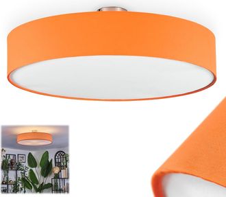 HOFSTEIN Deckenleuchte Foggia, Deckenlampe aus Metall/Stoff/Kunststoff in Nickel-matt/Orange/Wei&szlig;, runde Leuchte im modernen Design (&Oslash; 60 cm), E27, Esszimmer, 