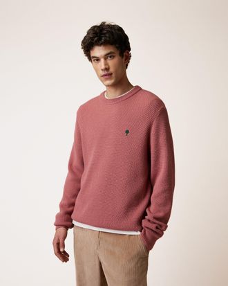 Faguo Pull col rond en laine rose