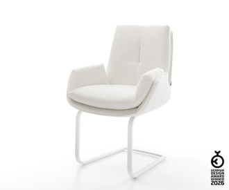 DELIFE Freischwinger Clea-Flex Boucl&eacute; Creme-Wei&szlig; Freischwinger flach Wei&szlig;, Esszimmerst&uuml;hle
