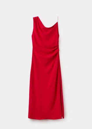Mango Robe midi fronc&eacute;e sur les c&ocirc;t&eacute;s rouge - Femme - XXS - MANGO