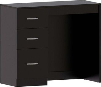 Home Discount Riano Coiffeuse avec 3 Tiroirs Bureau de Maquillage Meuble de Chambre H 79 x L 93 x P 38 cm, Noir