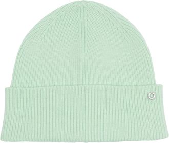 s.Oliver Gestrickte Beanie mit Umschlag und Logo-Detail