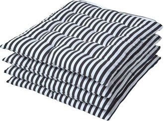 Homescapes Lot de 4 galette de chaisse Capitonnée Rayures 40 x 40 cm Noir et Blanc