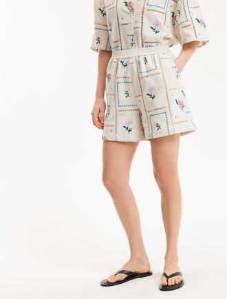 La Redoute Collections Short Brod&eacute; Floral &Agrave; Taille &Eacute;lastiqu&eacute;e