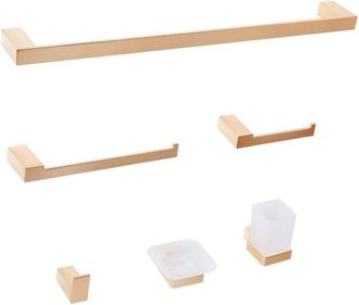 Beliani Beliani - Badezimmer-Halter-Set Gold Aluminium 6-Teilig Modern Badaccessoires Hardware-Set WC-Garnitur WC-Accessoires-Set Badausstattung Badzubeh&ouml;r