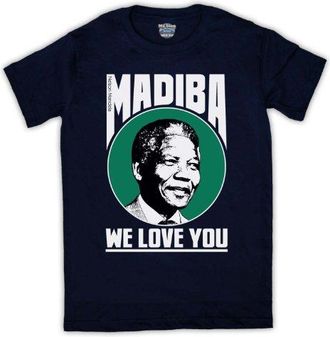 My Icon Art and Clothing Nelson Mandela Madiba We Love You T-Shirt des Hommes, Bleu Fonce, Large