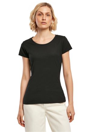 Build Your Brand Damen Basic Tee - Figurbetontes Baumwoll T-Shirt mit Rundhalsausschnitt & kurzen &Auml;rmeln, ideal f&uuml;r Alltag, Freizeit & Veredelung,Schwarz,3XL