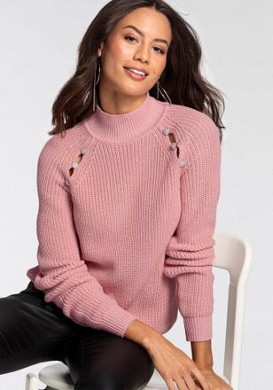 Melrose Stehkragenpullover mit Cut-Outs und Knopfdetails