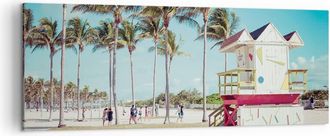 Arttor Panorama Bilder auf Leinwand Strand Miami Florida Leinwandbild 140x50cm Wandbilder Dekoration Wohnzimmer Schlafzimmer K&uuml;che Gro&szlig; XXL Wanddeko Bild Wan