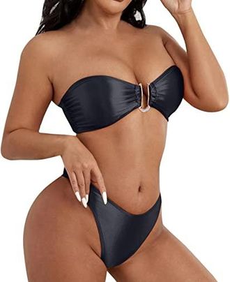 Generic Maillot De Bain Short Femme- Ensemble Bikini Bandeau Push-Up Br&eacute;Silien pour Maillot De Bain De Plage Bikini Sexy