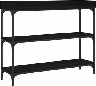 vidaXL Vidaxl - Table console noire 100x30x80 cm - Bois ding&eacute;nierie et m&eacute;tal - R&eacute;sistance &agrave; lhumidit&eacute; - Grand espace de rangement
