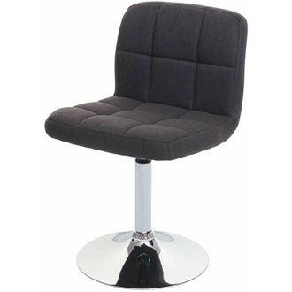 Hhg Chaise de salle &agrave; manger pivotante en tissu gris fonc&eacute; pieds chrom&eacute; 040002299