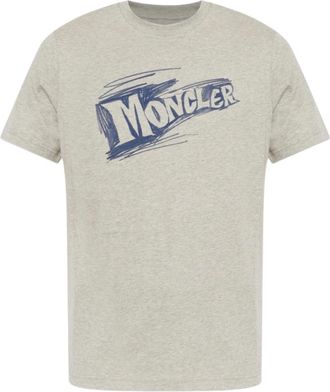 Moncler T-shirt en coton avec logo Sketch - Homme - Tops - Gris - Taille: 2XL