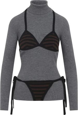 Moschino Femme, Maillots de bain, Gris, Taille: 36 FR Virgin Wool Turtleneck