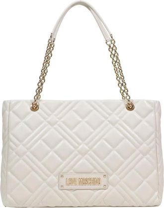 Love Moschino Femme, Sacs, Beige, Taille: ONE Size Sac bandouli&egrave;re g&eacute;om&eacute;trique matelass&eacute;