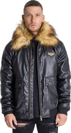 Gianni Kavanagh Herren Black Aviator Jacket Mantel, Schwarz, XL