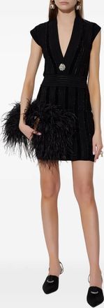 Balmain robe orn&eacute;e de cristaux &agrave; col v - Noir