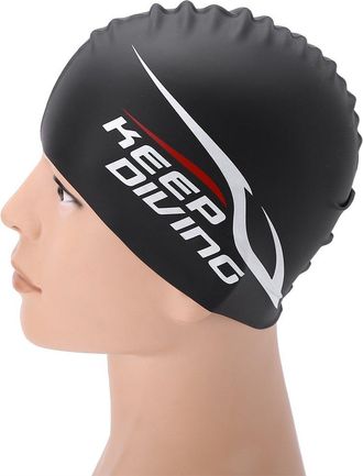 Generic Dehnbare, wasserdichte Silikon-Badekappe f&uuml;r Erwachsene und &uuml;ber 12 Jahre, Stromlinienf&ouml;rmiges Design f&uuml;r M&uuml;heloses Schwimmen, Badekappe in Wei&szlig;/Rosa/