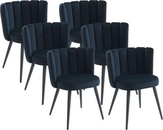 Vente-Unique Pascal Morabito - Lot de 6 chaises en velours et m&eacute;tal - Noir - pranila de