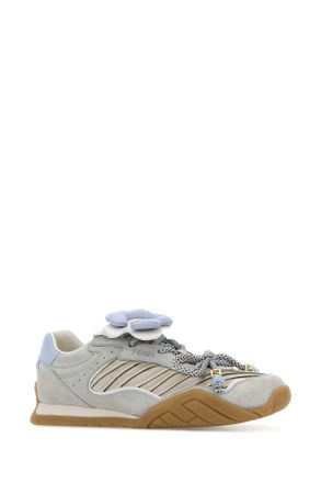 Fendi Womens Light Blue Suede And Fabric Wave Sneakers Nuvole+argen+ice+sky Exterior Calf