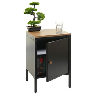 Mendler Nachttisch HWC-L84, Nachtschrank Kommode Beistelltisch Schrank, Metall 63x40x40cm, Melaminbeschichtet - schwarz