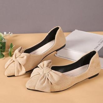 Generic Chaussures plates décontractées à bout pointu pour femme avec noeud - Couleur unie - Classique - Légères et confortables - À enfiler - Pour la marche,