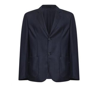 Giorgio Armani Homme, Vestes, Bleu, Taille: 2XL Blazer &agrave; chevrons boutonn&eacute;